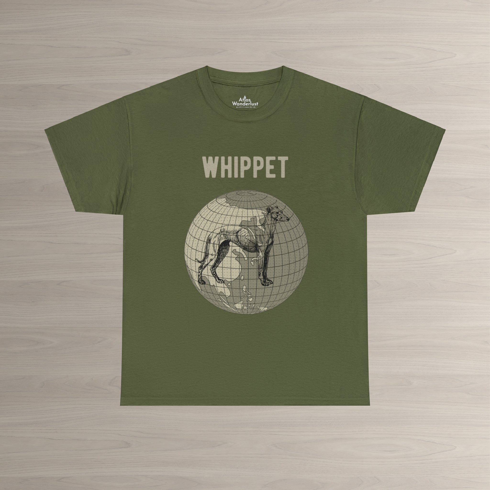 Whippet Tee | World Map | Soft Retro Shirt | Crew Neck Shirt – Atlas ...